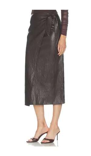 Lna Vega Faux Leather Wrap Skirt