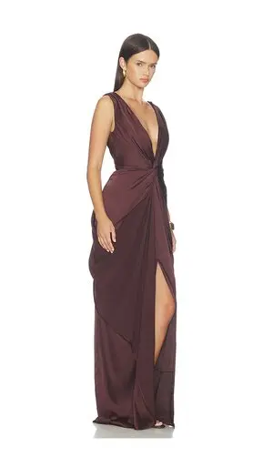 Katie May Leo Gown In Brown - Truffle