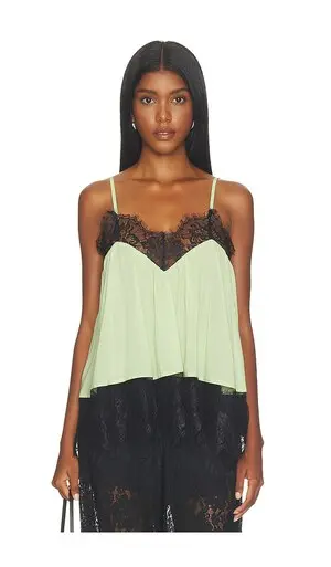 WeWoreWhat Lace Voile Cami Top In Green - Matcha