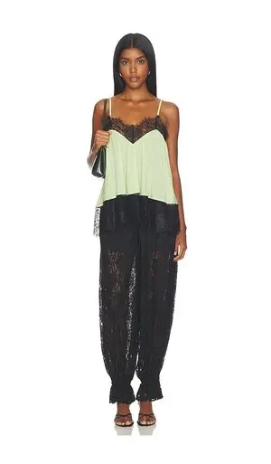 WeWoreWhat Lace Voile Cami Top In Green