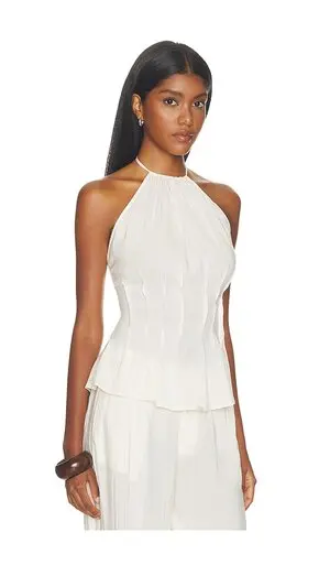 WeWoreWhat Pleated Halter Top In Cream