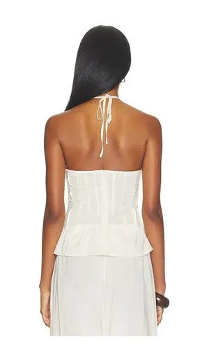 WeWoreWhat Pleated Halter Top In Cream