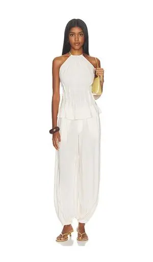 WeWoreWhat Pleated Halter Top In Cream