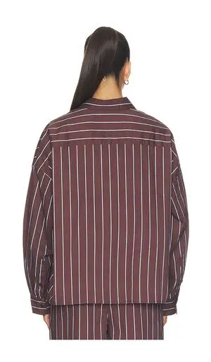 WeWoreWhat Cropped Button Front Shirt In Brown