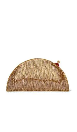 SIMONMILLER Beaded Lune Clutch In Metallic Gold