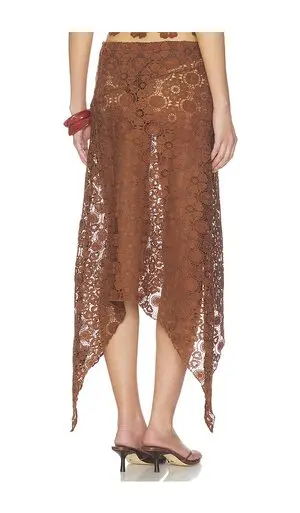 Lioness Trophy Midi Skirt In Brown