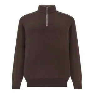 Paul & Shark Wool Half-zip Sweater With Typhoon® Platinum Details - Coffee
