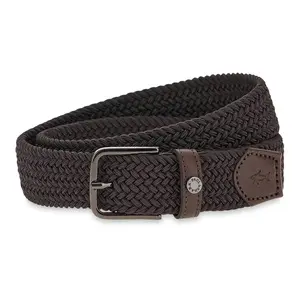 Paul & Shark Leather Trimmed Elastic Belt - Coffee