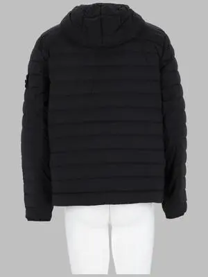 Stone Island Piumino Con Cappuccio Con Finitura Antigoccia - Black