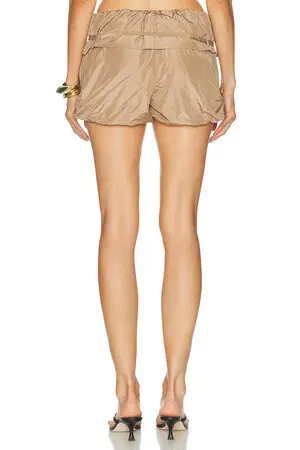 Magda Butrym Paperbag Waist Mini Short In Taupe