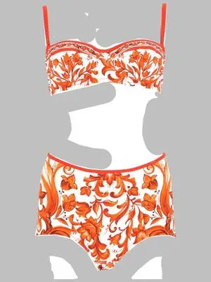 Dolce & Gabbana Bikini Stampa Maiolica - Orange