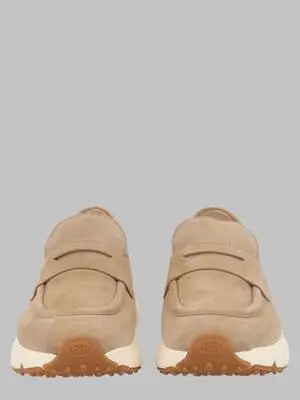 TOD'S Mocassino Sportivo In Pelle Scamosciata - Cream