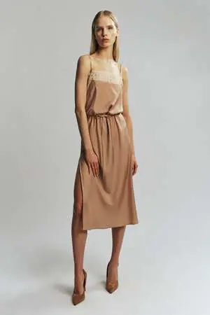 Bardot Olina Lace Satin Midi Dress