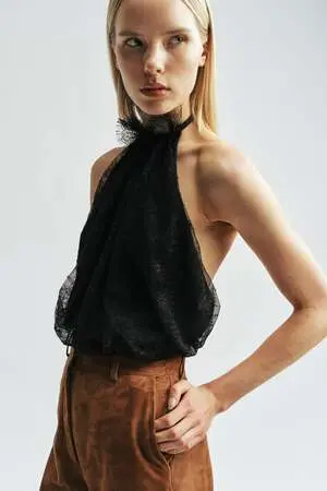 Bardot Emina Lace Halter Neck Top