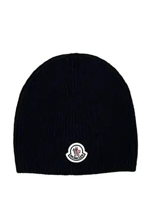 Moncler Hat Classic Logo Bonnet - Black