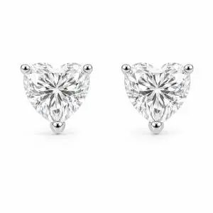 PEARL CODE Angel Heart Moissanite Stud Earrings - Silver