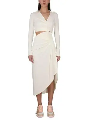 Off-White Dress With Ruffles - White