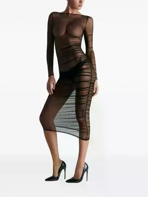 SCANDALE Nuit Fauve Ruched Midi Dress
