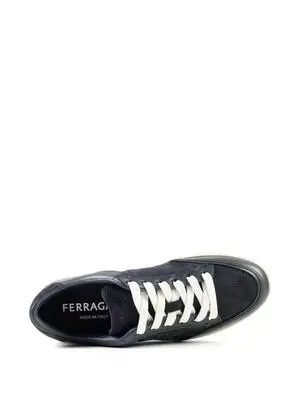FERRAGAMO Gancini Panelled Leather Sneakers - Blue
