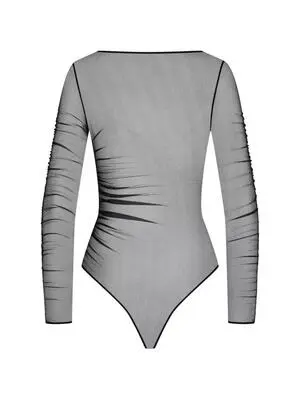 SCANDALE Nuit Fauve Pleated Tulle Bodysuit