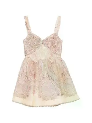 Zimmermann Graphic-print Flared Mini Dress - Neutrals