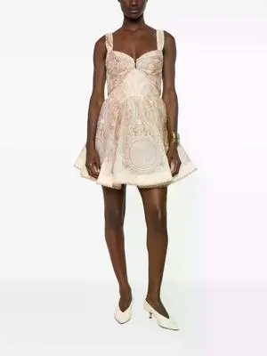 Zimmermann Graphic-print Flared Mini Dress - Neutrals