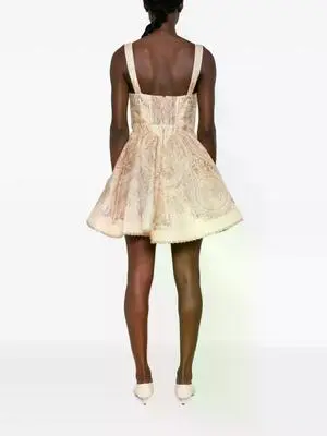 Zimmermann Graphic-print Flared Mini Dress - Neutrals