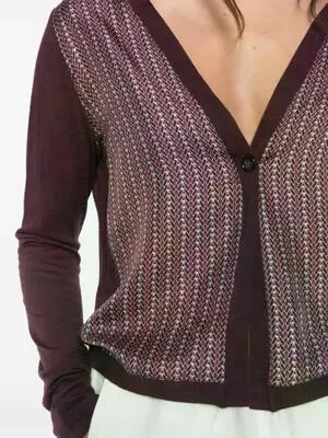 WHYCI Patterned V-neck Cardigan - Purple