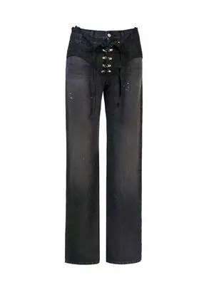SEEN USERS Lace Craft Wide-leg Jeans - Grey