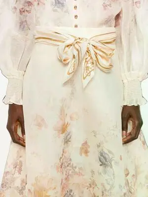 Zimmermann Floral-print Belted Midi Skirts
