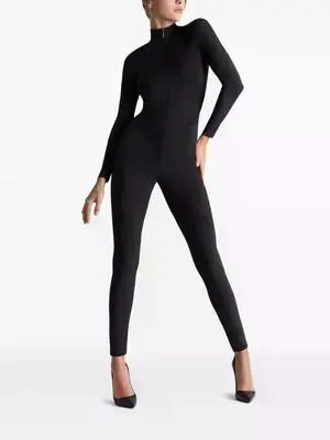 SCANDALE Sheer-panelled Long-sleeve Jumpsuit - Black