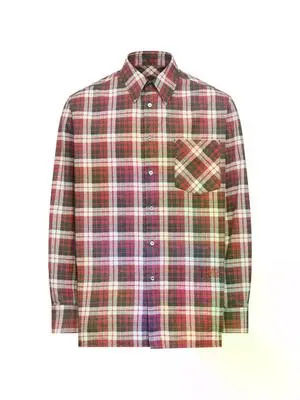 MAISON MARGIELA Logo-embroidered Checked Shirt - Red
