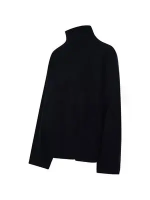 ALLUDE High-neck Dropped-shoulder Sweater