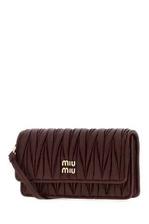 Miu Miu Burgundy Nappa Leather Mini Crossbody Bag - Red