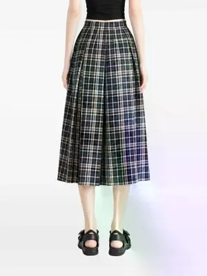 MARGARET HOWELL Check-pattern Pleated Midi Skirt