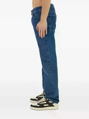 Palm Angels Monogram-embroidered Straight-leg Jeans
