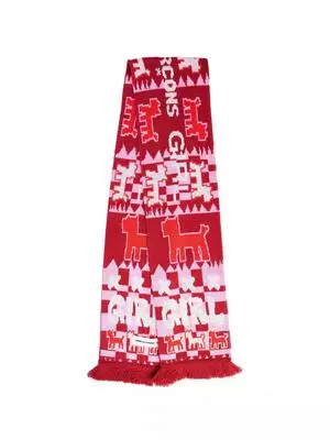 Comme Des Garçons Intarsia-knit Logo Scarf - Red
