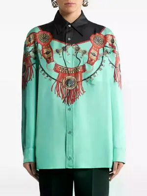 Etro Silk Shirt With Placed Jewellery Print