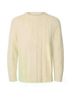 SELECTED Ribbed-knit Raglan-sleeve Sweater - Neutrals