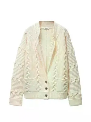 Versace Wool & Cashmere Cable-knit Cardigan - Neutrals