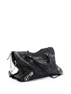 Balenciaga City Classic Metallic Edge Bag Leather Medium Satchel - Black