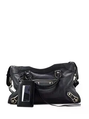 Balenciaga City Classic Metallic Edge Bag Leather Medium Satchel - Black