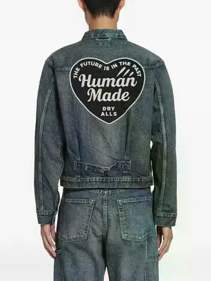 HUMAN MADE Logo-patch Pleated Denim Jacket