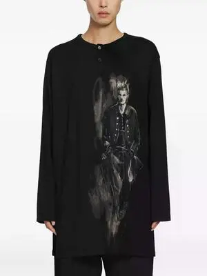 Yohji Yamamoto Graphic-print Long-sleeve T-shirt - Black