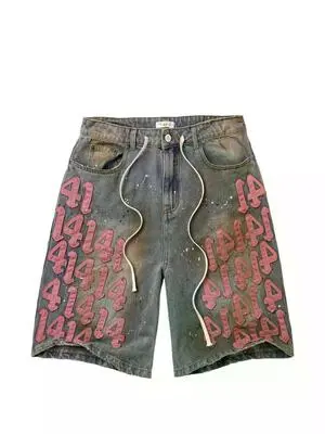VALE FOREVER Lucky Charm Patchwork Denim Shorts - Blue