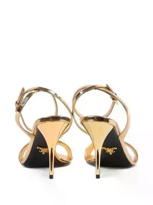 Prada Logo-plaque Metallic Sandals