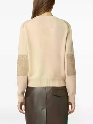 TOD'S Leather-patch V-neck Sweater