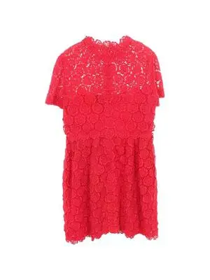 Valentino Garavani 2000s Floral Lace Midi Dress - Red
