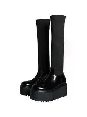 Dolce & Gabbana Patent Leather Knit Boots