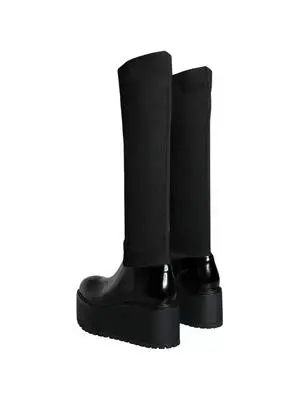 Dolce & Gabbana Patent Leather Knit Boots